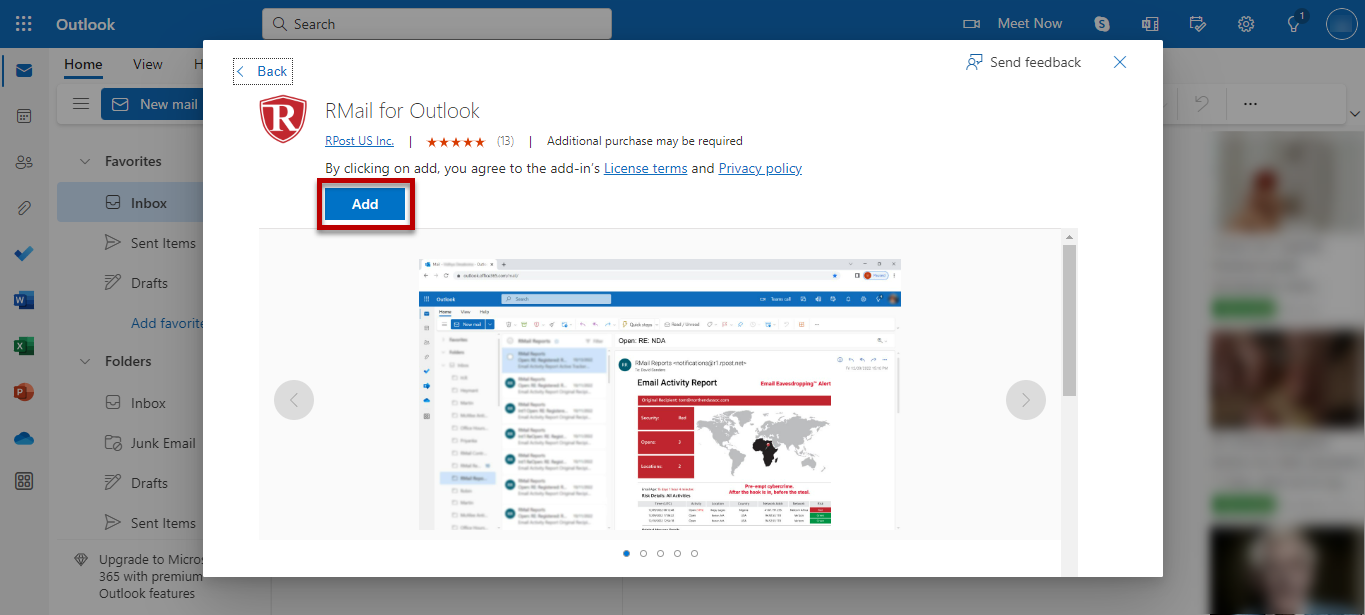 Installing RMail app for Outlook Online – RPost Help Center