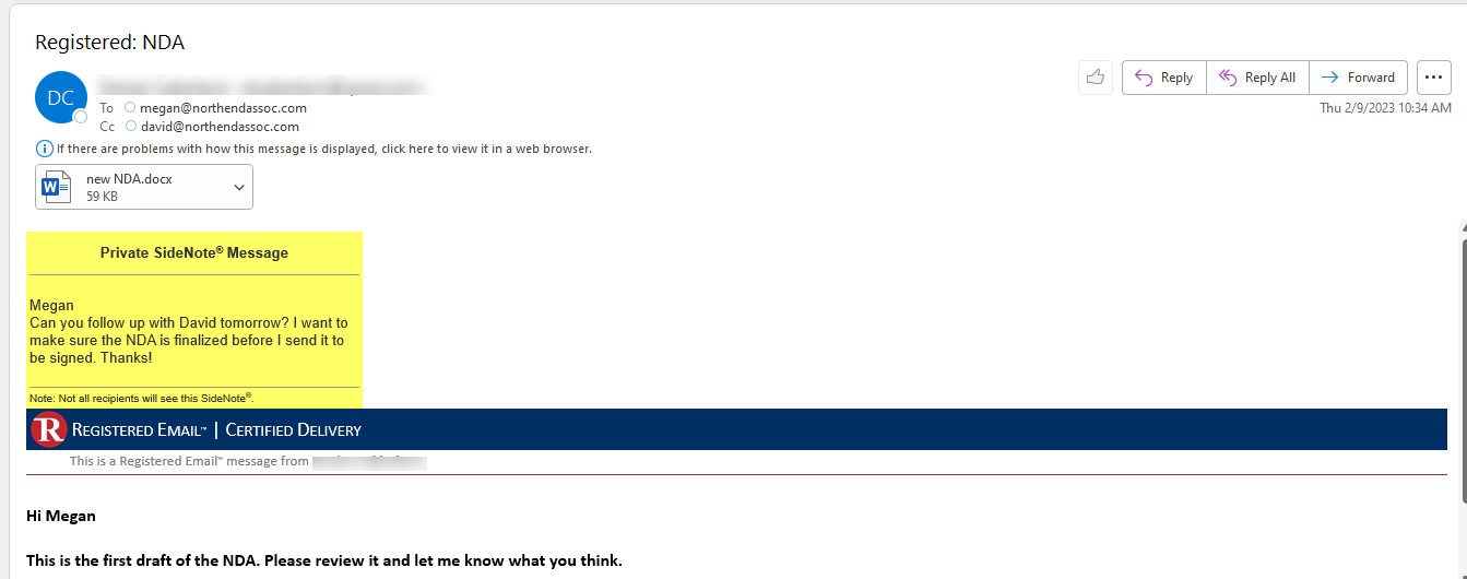 Disappearing Ink & SideNote – RPost Help Center