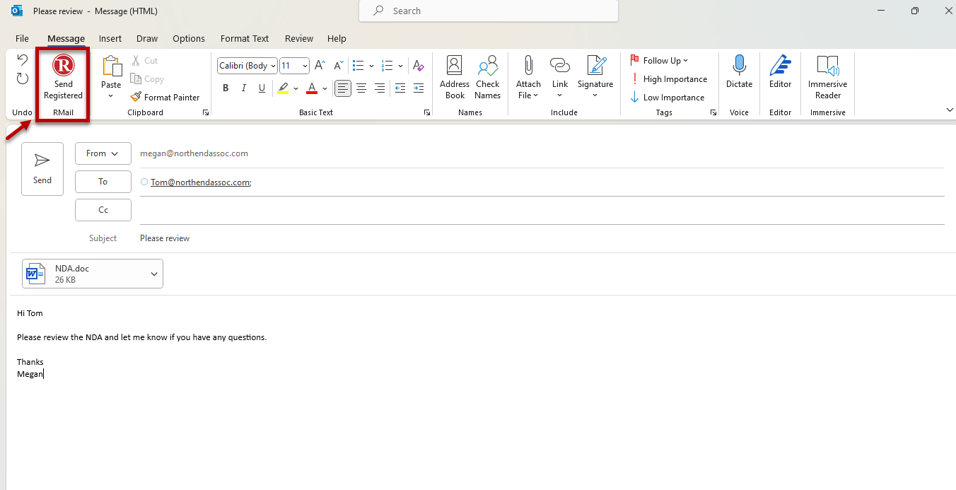 The Send Registered button – RPost Help Center