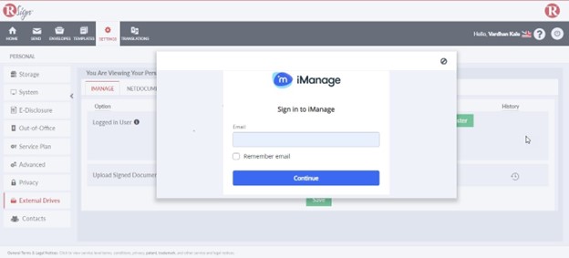 RSign - iManage: User guide – RPost Help Center