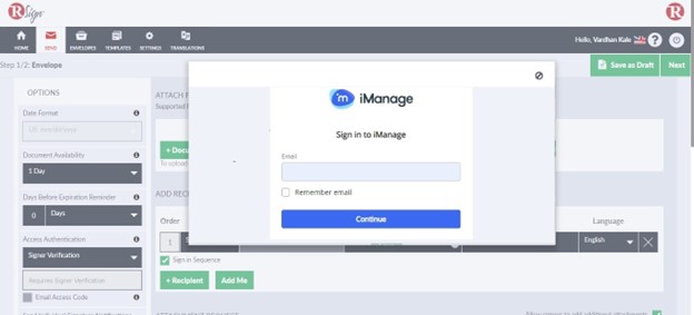 RSign - iManage: User guide – RPost Help Center
