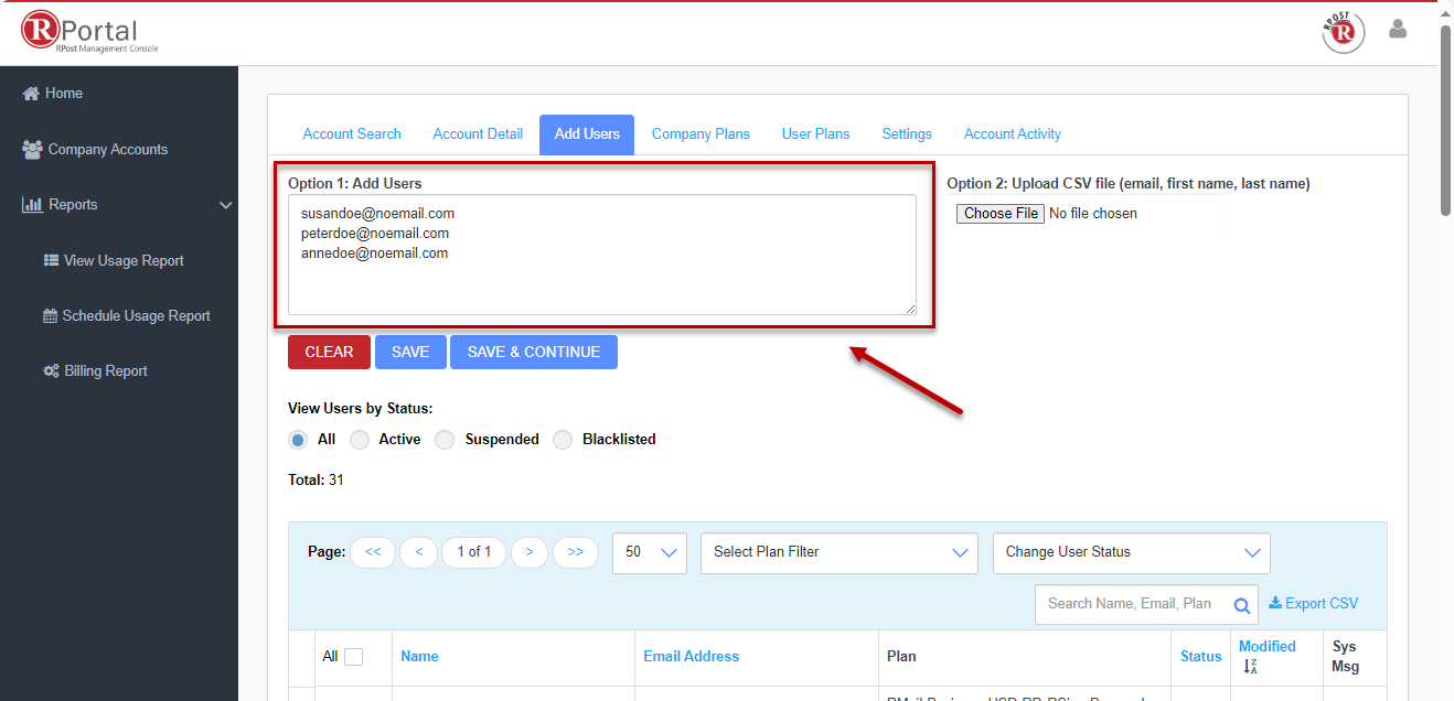 Adding new users to your account – RPost Help Center