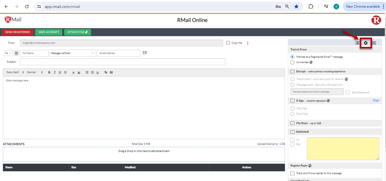 RMail Online settings – RPost Help Center