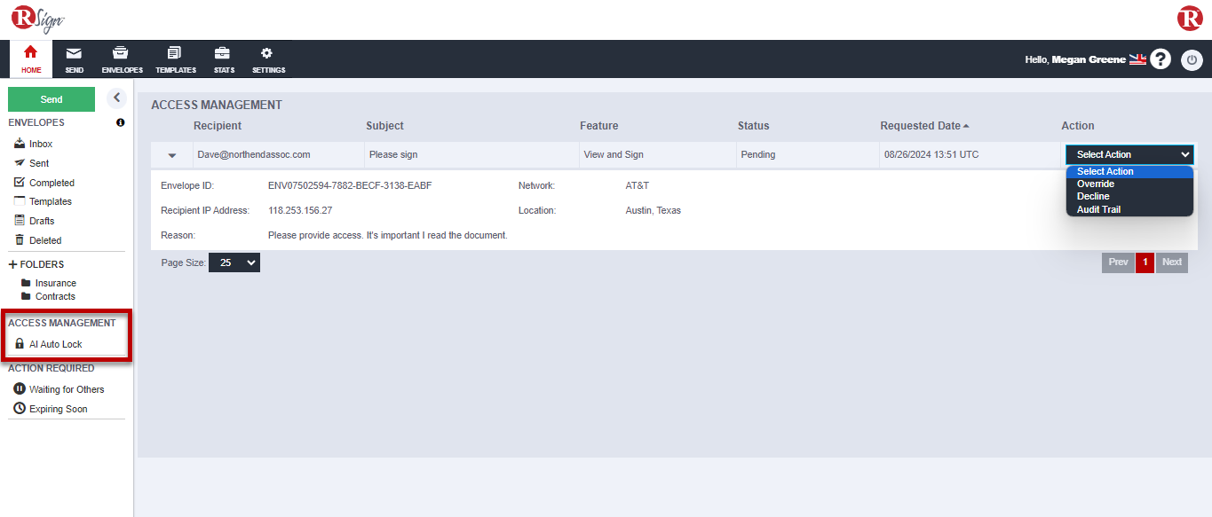 Managing Document Access Requests In Rsign When Auto Lock Is Applied Rpost Help Center