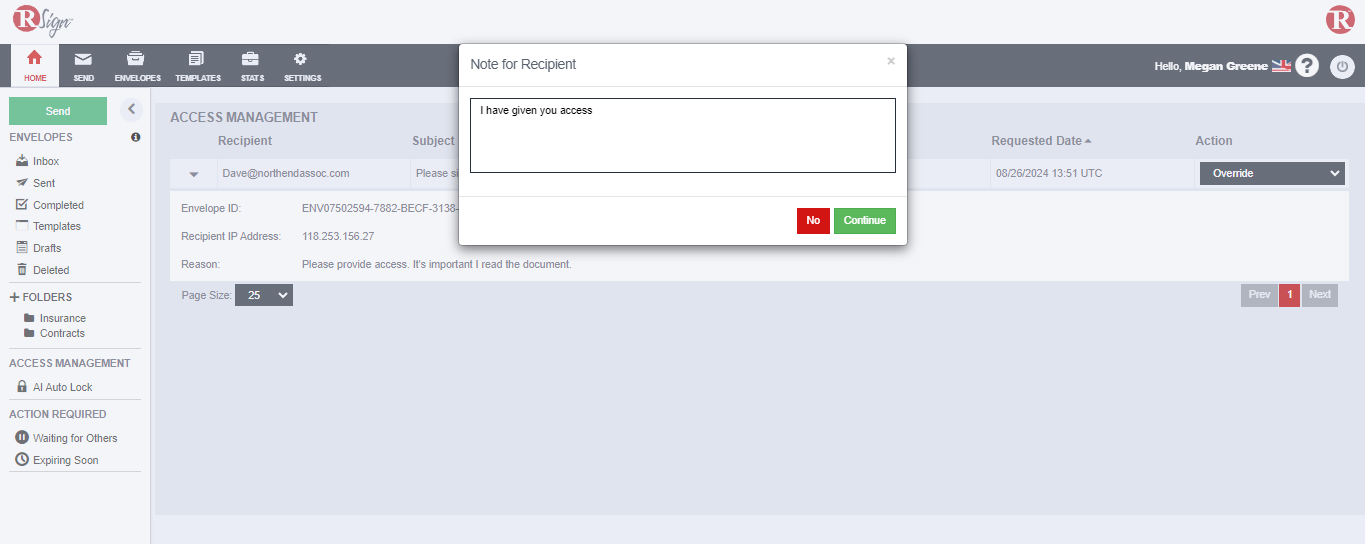 Managing Document Access Requests In Rsign When Auto Lock Is Applied Rpost Help Center