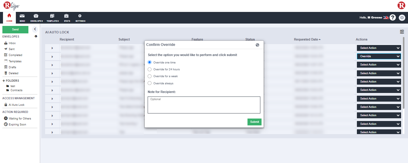 Managing Document Access Requests In Rsign When Auto Lock Is Applied Rpost Help Center