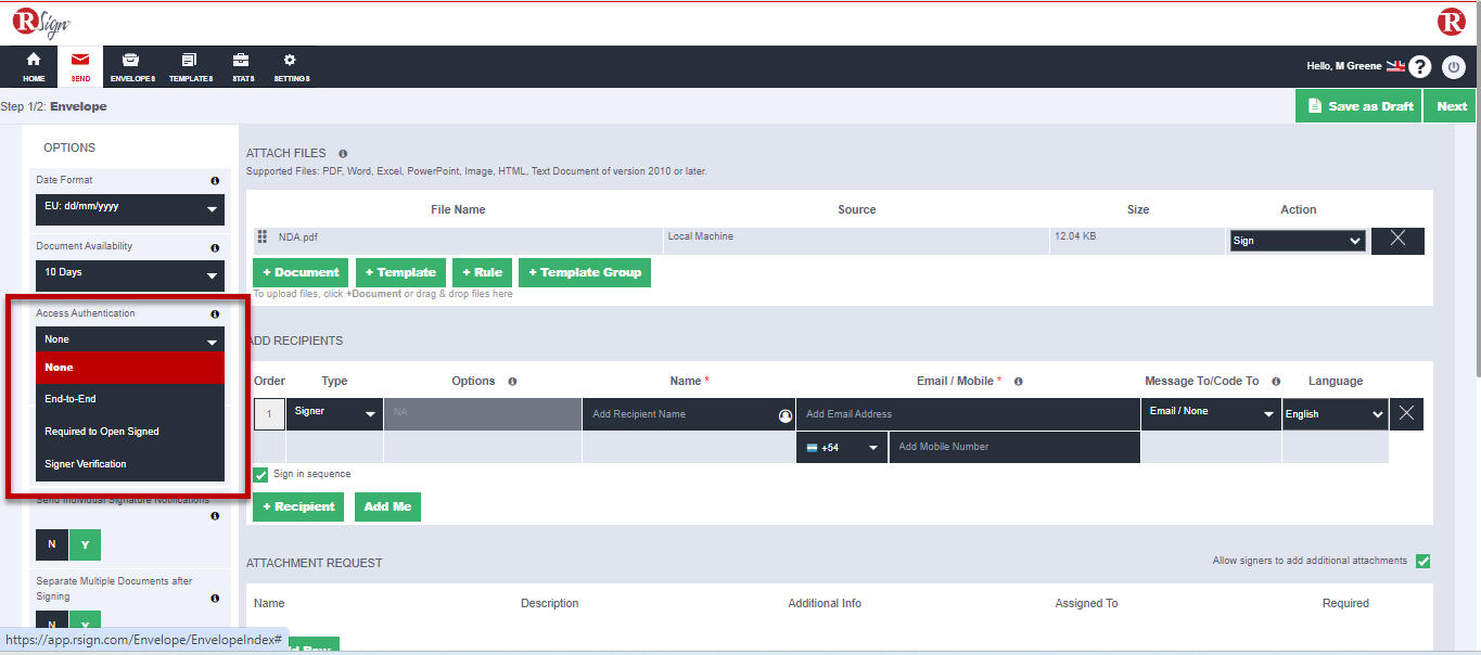 Access Authentication Setting Up Secure Document Access In Rsign Rpost Help Center