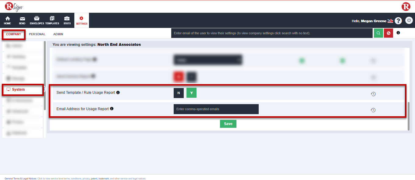 System settings – RPost Help Center